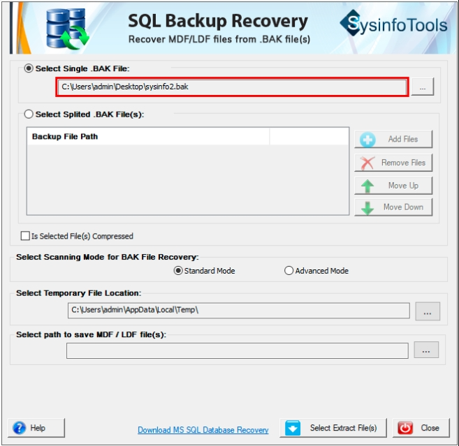 Free SQL Backup Repair Tool to quickly fix SQL backup files.